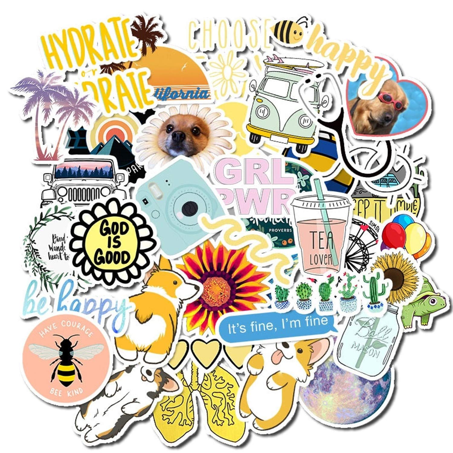 50 PCS Vsco Stickers Pack for Kawaii Girl Things On Laptop Fridge Phone Skateboard Suitcase Waterproof Sticker