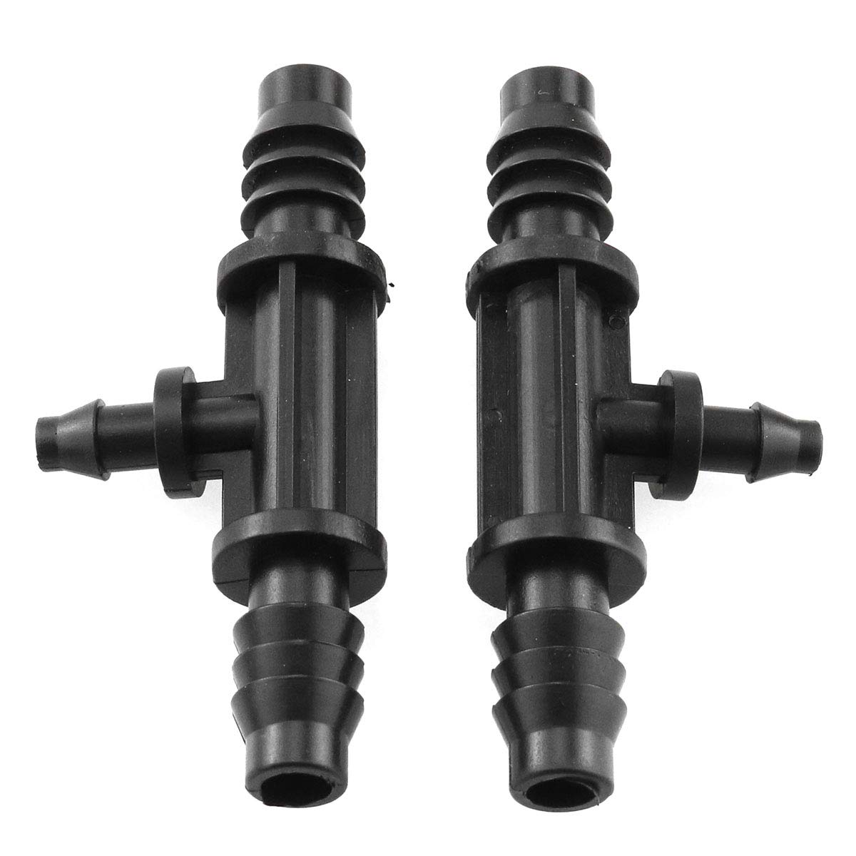 DGZZI Garden Hose Reducing Tee Barb Connector 10PCS Black 3/8 Inch to 1/4 Inch Greenhouse Drip Irrigation Water Splitter for 4 mm Drip Hose