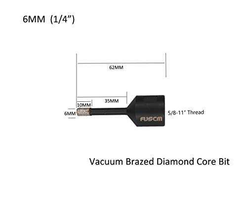 FVSCM Diamond Core Drill Bits 2PCS 1/4 Inch for Porcelain Ceramic Tile Marble Brick Vacuum Brazed Hole saw 6mm