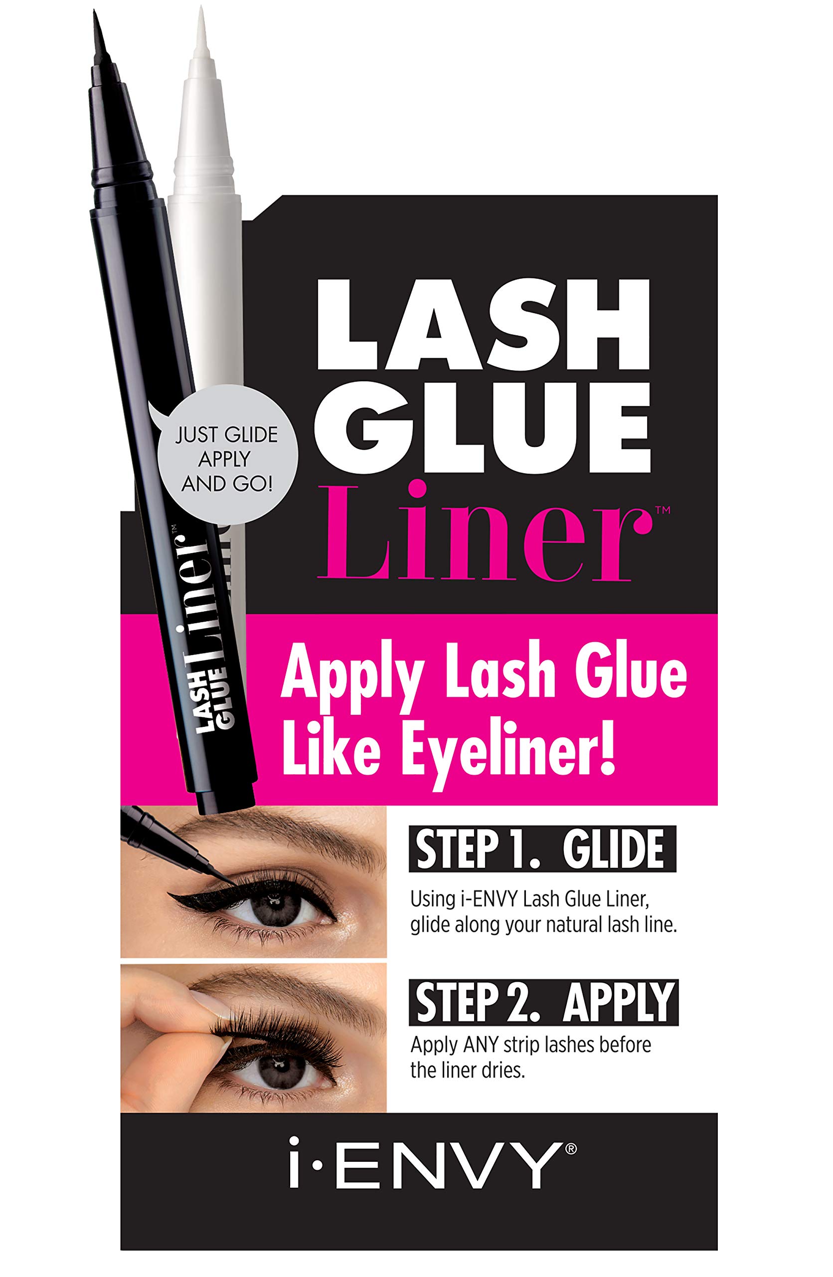 i-ENVY Lash Glue Liner 2-in-1 Eyelash Adhesive and Felt-Tip Eyeliner (Black) Applies Like Eyeliner, Dries Like Glue 0.7mL (0.02 Oz)