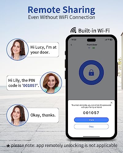 Fingerprint Door Lock: TEEHO TE002W Smart Lock, Built-in WiFi Keyless Entry Door Lock Deadbolt, Easy Installation, BHMA Cert, Satin Nickel