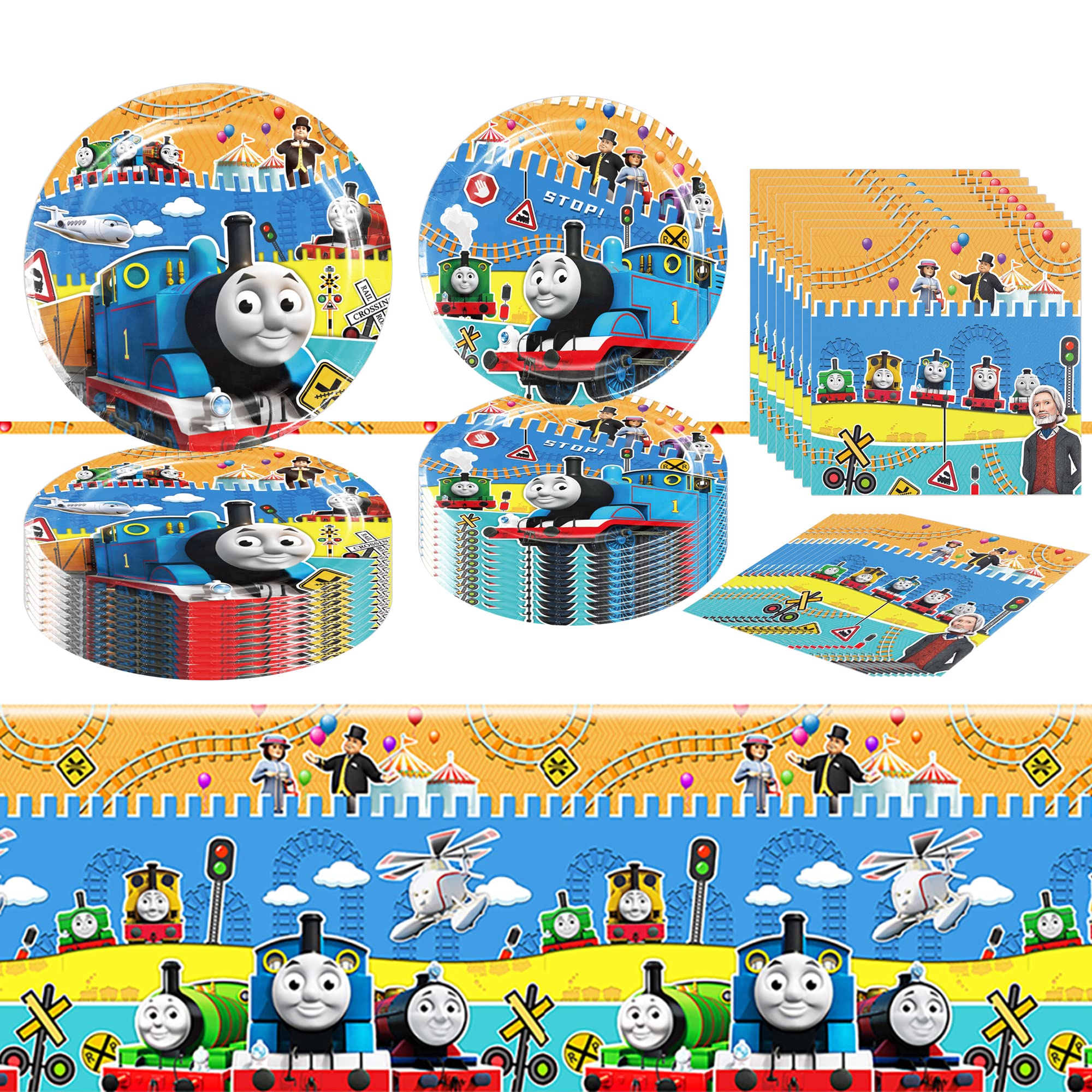 41Pcs The Train Friends Party Decorations, Thomas Train Birthday Party Tableware Set Include Tablecloth, Napkins, 7inPlates, 9inPlates, Birthday Party Decorations for Kids