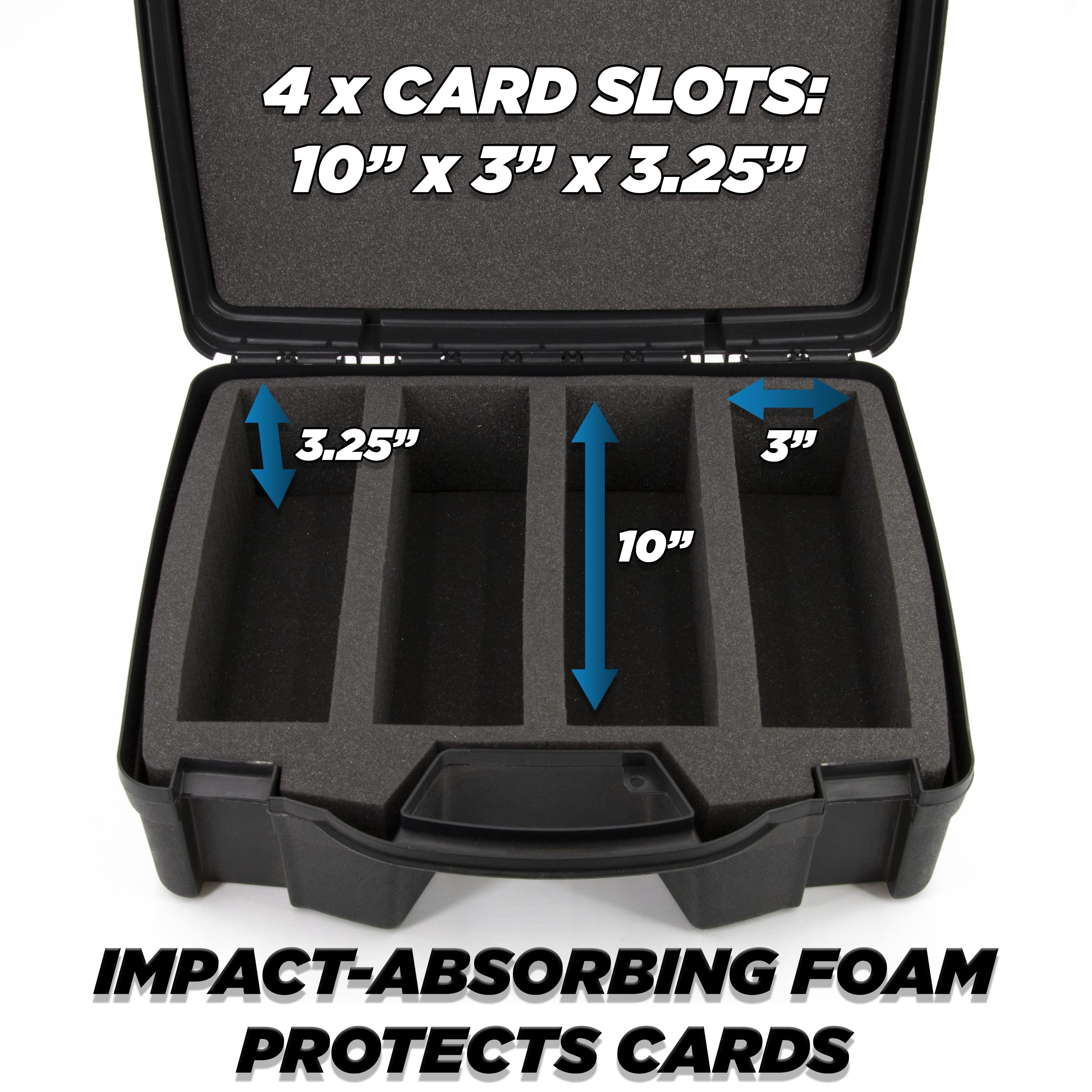 CASEMATIX Trading Card Case Organizer for 3200 Cards - 16" Hard Shell Holder with 40 Dividers and Protective Foam Interior for Card Game Storage