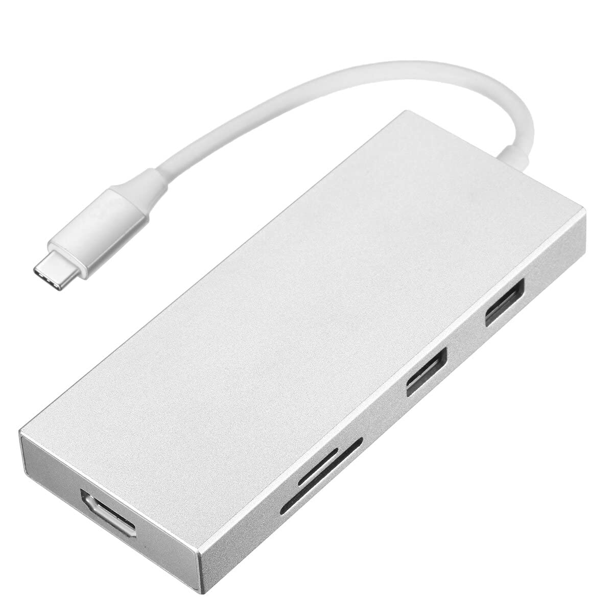 7-in-1 Multifunctional Type-C Hub Adapter Docking Station with USB3.0 Type-C 3.1 PD 4K HDMI-Compatible SD/TF Card Reader Slot for Laptop PC Computer