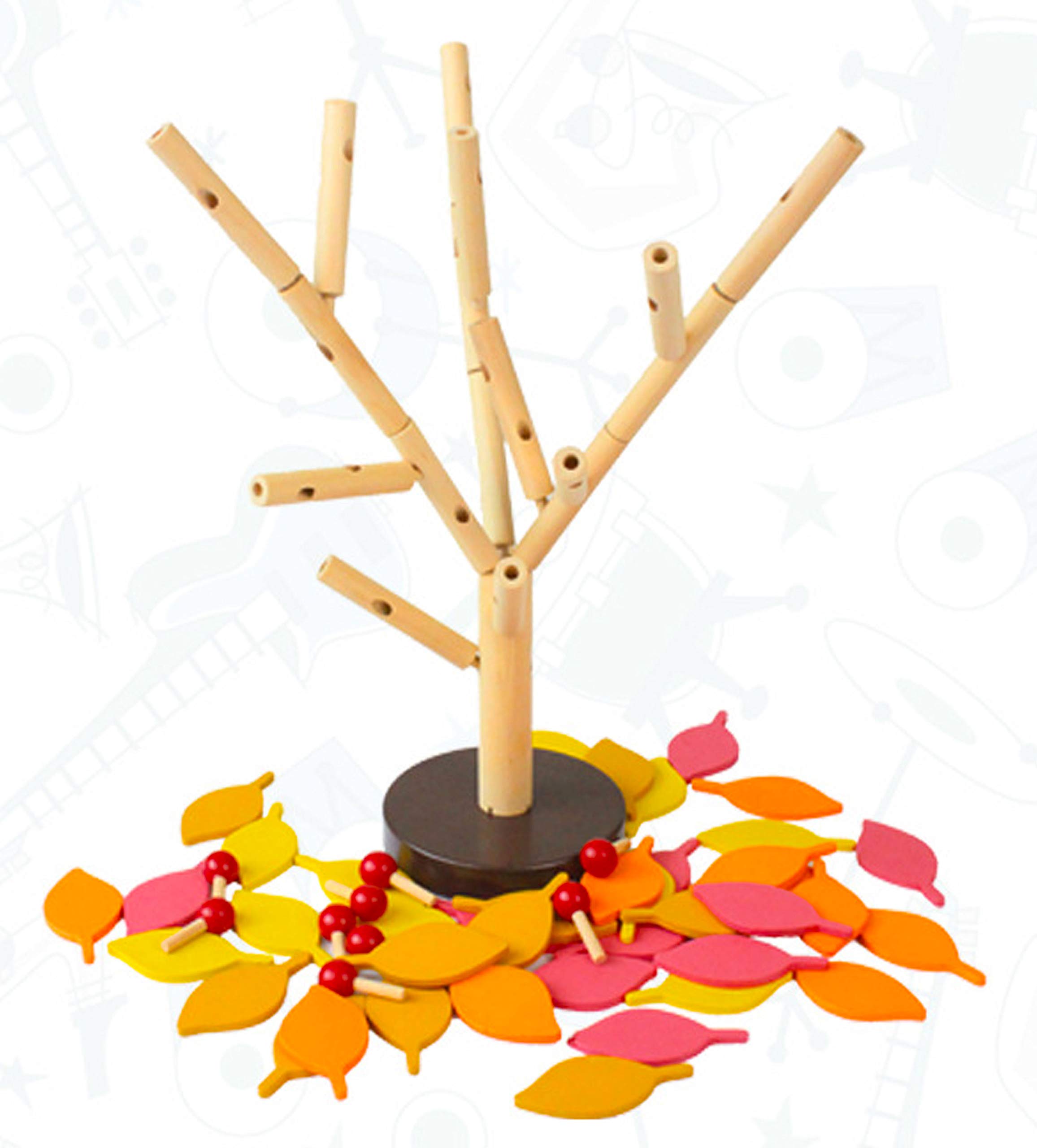 Carykon Early Childhood Education Building Blocks Wooden Assembling Tree Combination Boys and Girls DIY Disassembly Combination Puzzles Educational Toys Home Office Decoration(Yellow)-3 Yrs+