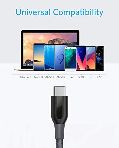 USB C Cable, Anker Powerline+ USB-C to USB-A [10ft], Double-Braided Nylon Fast Charging Cable, for Samsung Galaxy S10/ S9 / S9+ / S8 / S8+ / Note 8, LG V20 / G5 / G6, and More (Gray)