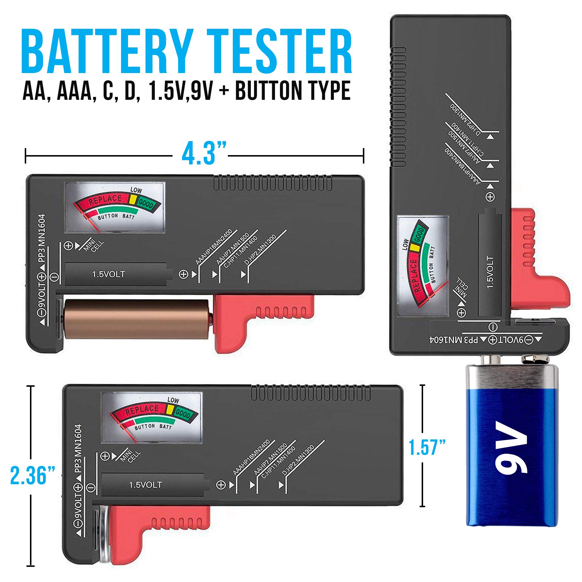 ZeroDark Battery Storage Organizer Case with Battery Tester, Holds 110 Batteries Various Sizes
