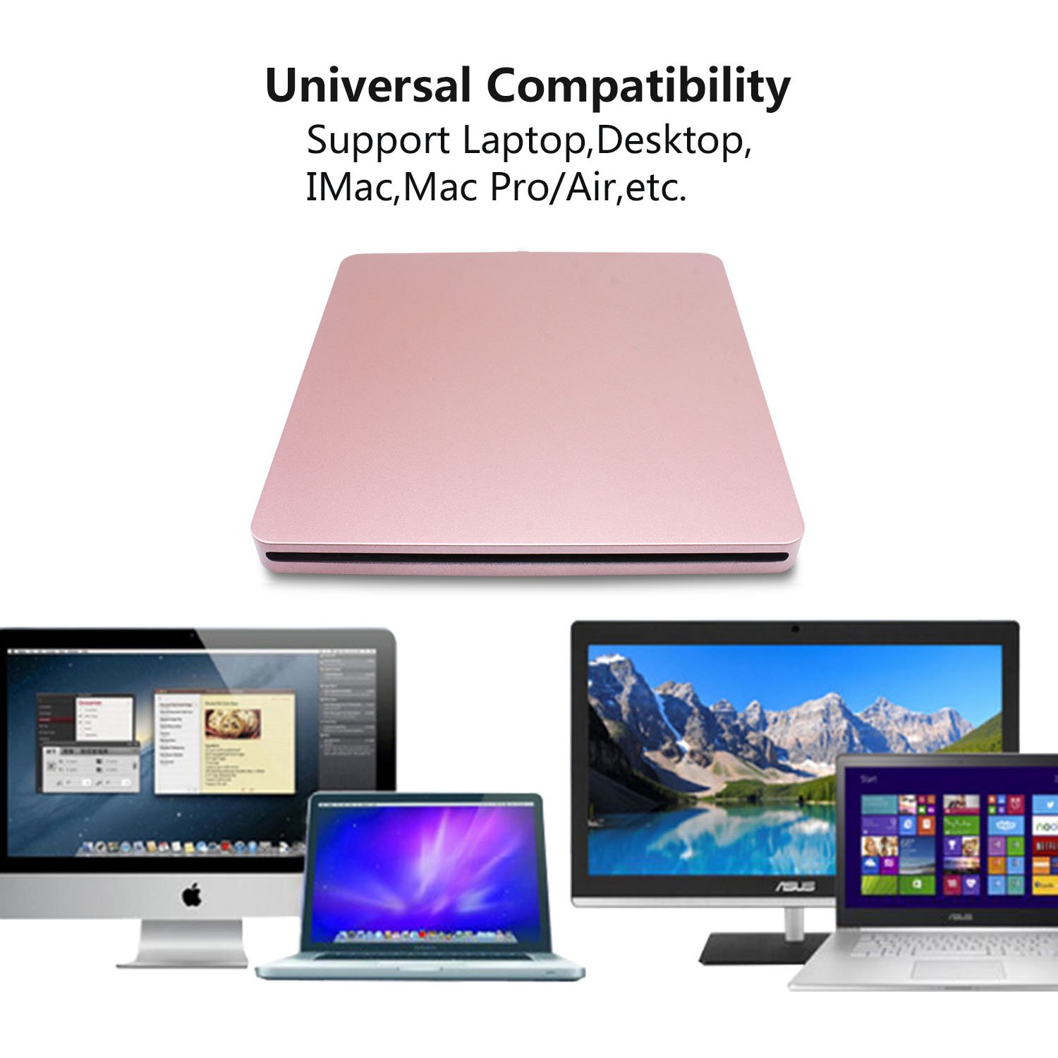 External DVD Drive,USB 3.0 Portable CD/DVD +/-RW Drive/DVD Player for PC Computer USB-C/Type-c Slim DVD/CD ROM Rewriter Burner Compatible with The Latest MacBook pro/MacBook/dell Laptop etc