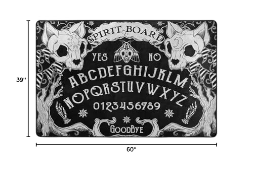 Area Rug Ultra Soft Rug Stylish Mats Carpets Multipurpose Carpets for Living Room, Bedroom, Extra Large Area Carpet Cat Skull Head Witch Magic Board Black Gothic