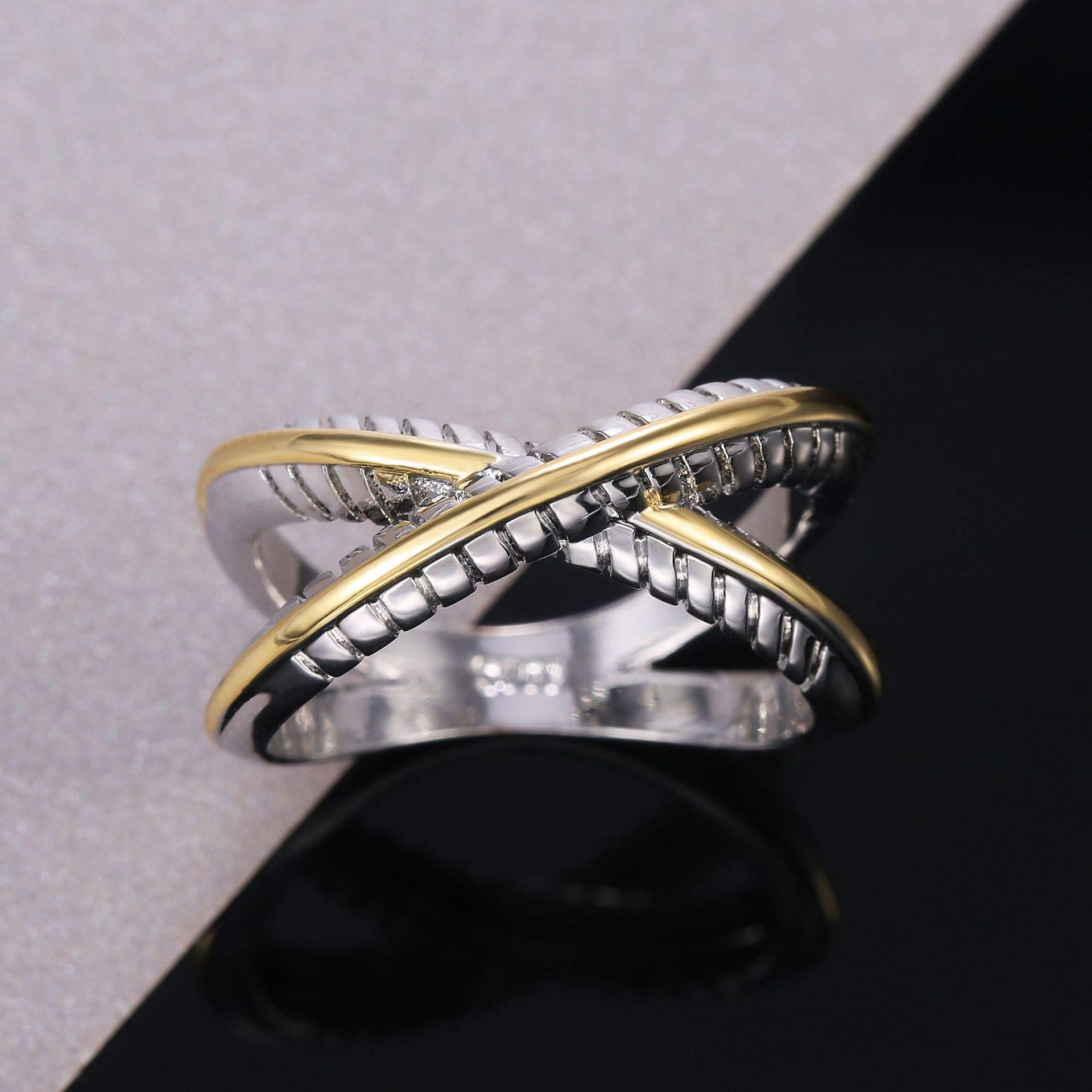 CASDAN 4Pcs Intertwined Crossover Statement Ring for Women Fashion Wrap Chunky Rings Twine Twisted Cable Wide Statement Band Ring for Men, Size 8