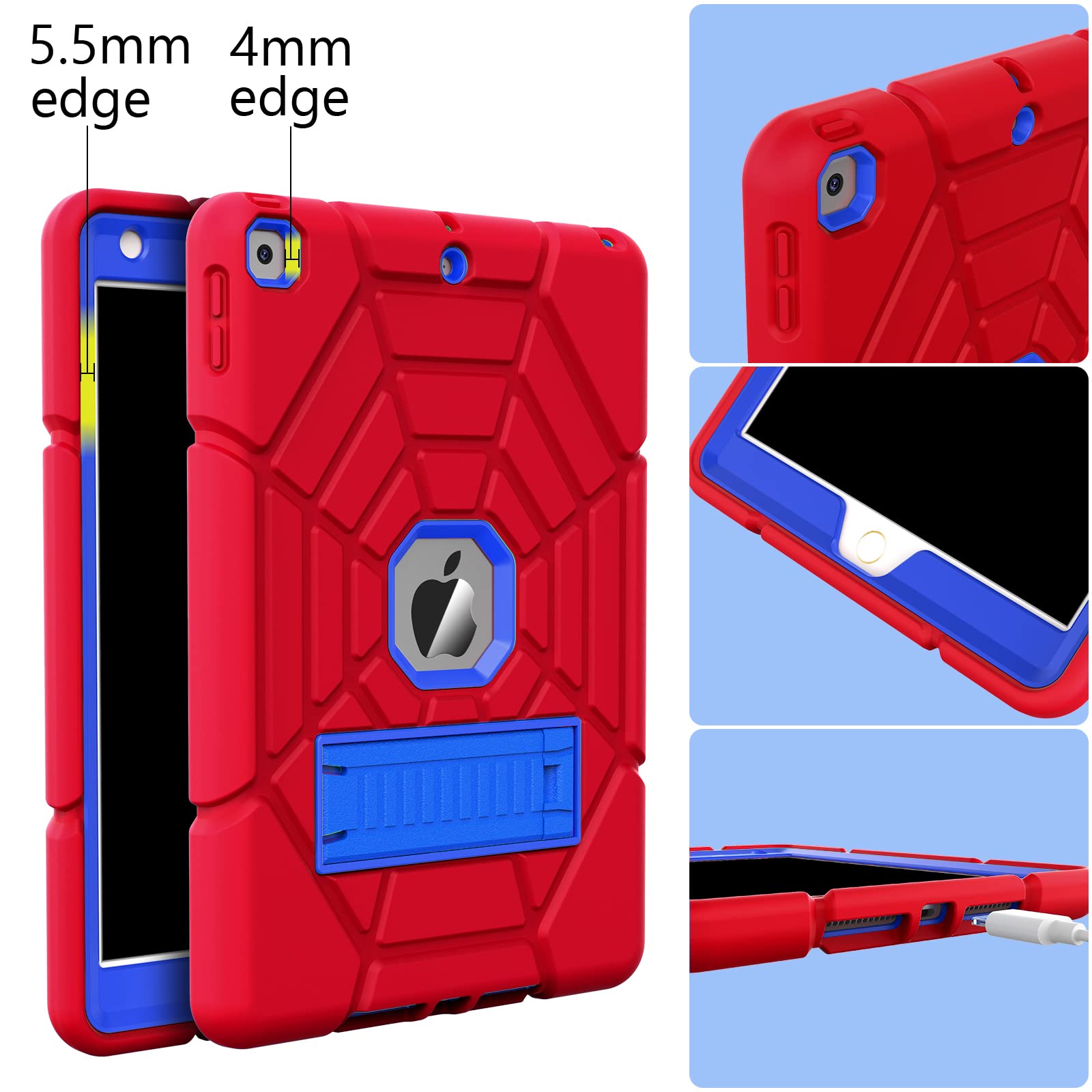 Grifobes for iPad 9th Generation Case, iPad 8th/7th Generation Case 2021/2020/2019, Heavy Duty Shockproof Rugged Protective 10.2" Cover with Stand for iPad 9 8 7 Gen 10.2 inch Kids Children Boys