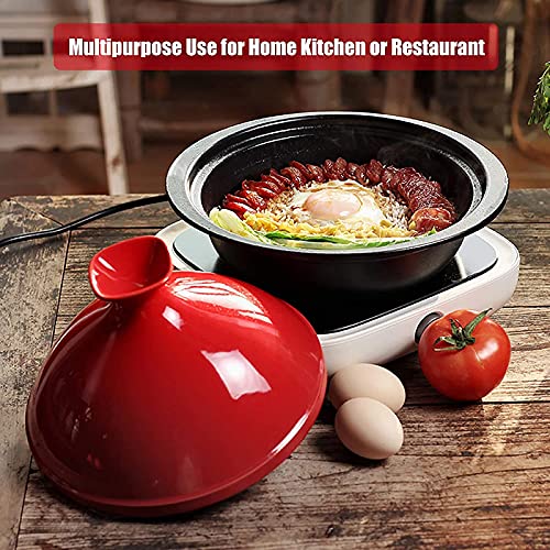30cm Moroccan Tagine, with Lid, Non-Stick Enameled Cast Iron Soup Pot, for Different Cooking Styles - Cooking Healthy Food,Red