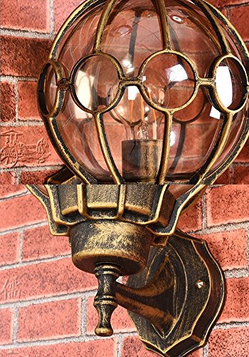 He-shop LED Indoor Wall Light, European Retro Industry Round Outdoor Waterproof Wall Lantern Wall Sconce Security Light Complete with Glass Lampshade Outdoor Waterproof Wall Light Socket