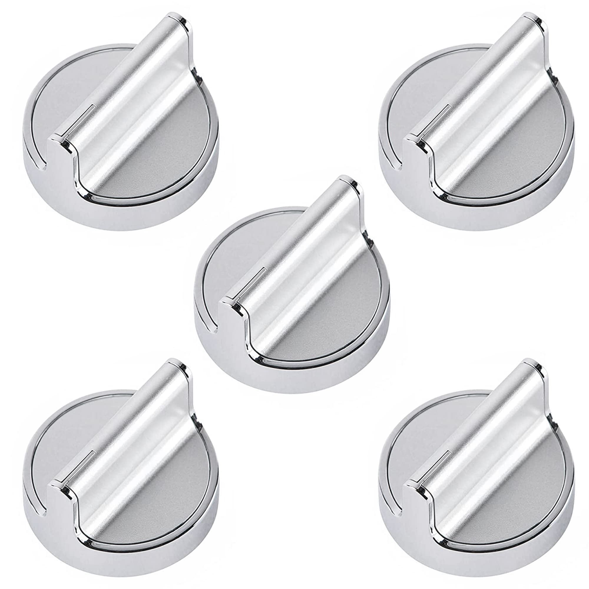 5 Pack W10594481 Stainless Steel Gas Stove Knobs for Whirlpool Stove/Range Replaces WPW10594481 AP6023301 PS11756643