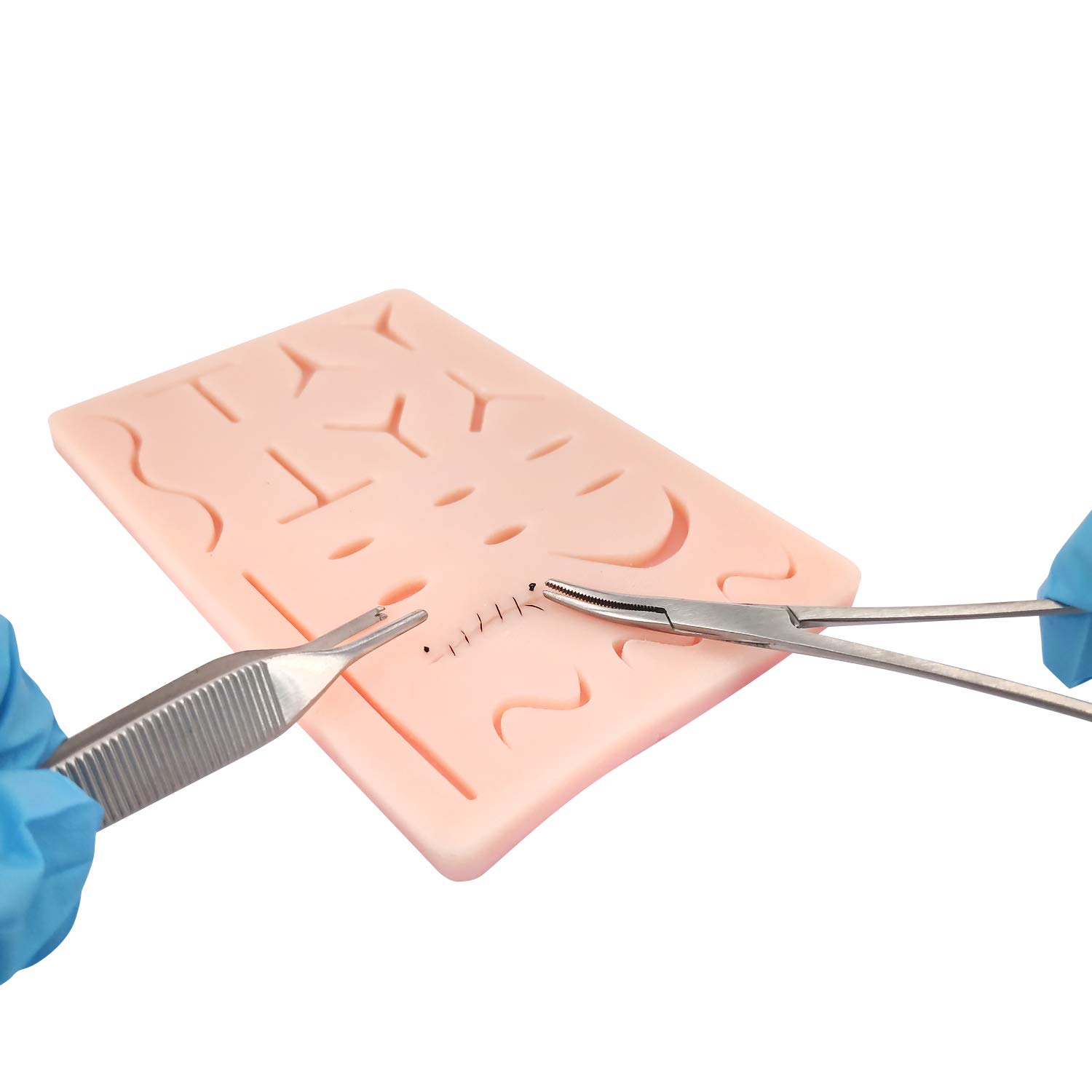 Medarchitect Upgraded Suture Practice Pad Reusable Silicone Medical Training Skin Model with 19 Pre-Cut Wounds for Medical Practice Suturing Medical Student Training Education Course