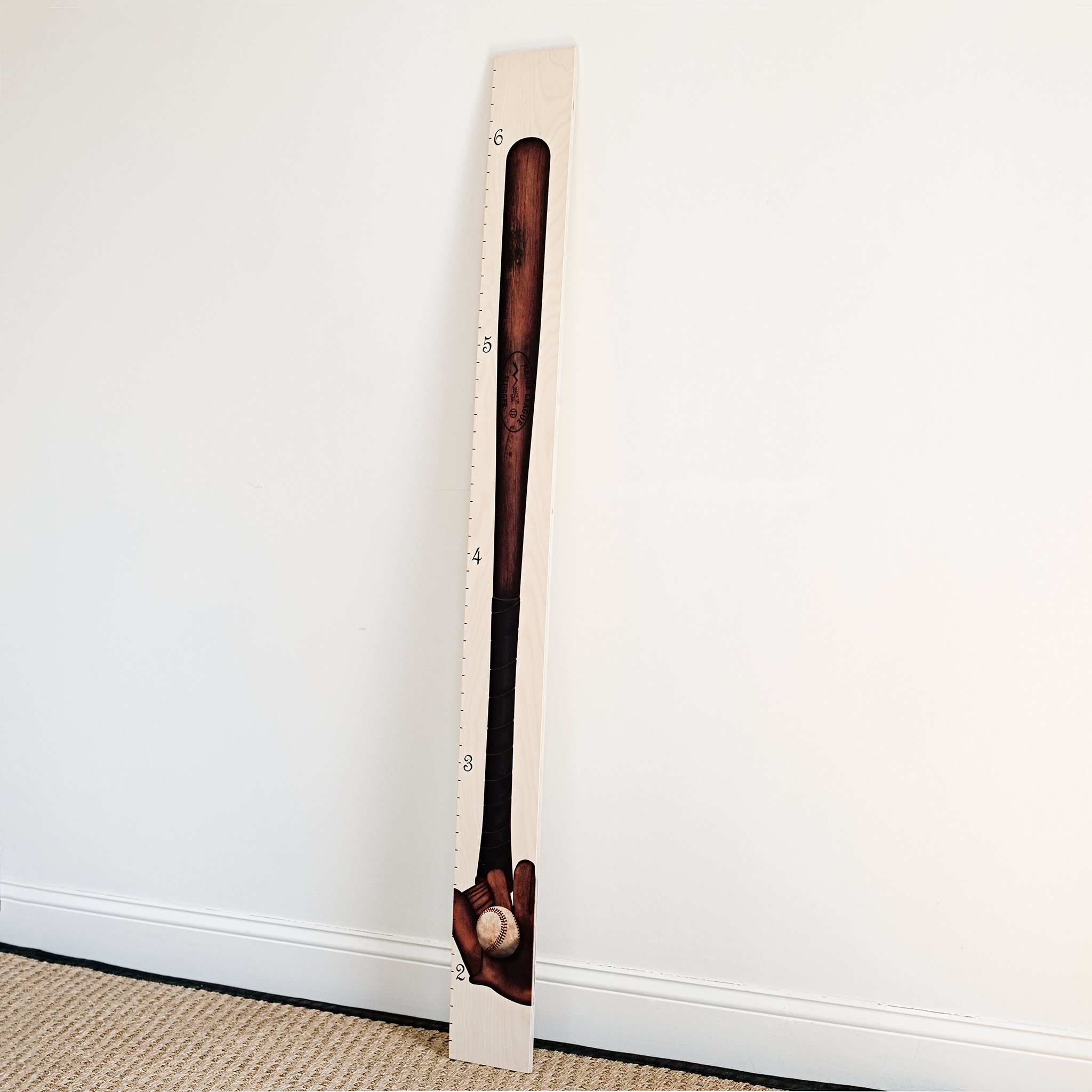 Headwaters Studio Hanging Growth Chart - Baby Height Growth Chart Ruler, Baby Growth Chart, Wood Rulers, Wooden Ruler Growth Chart, Wood Growth Chart, Wall Mounted Height Ruler Baseball Bat, 58"x5.75"