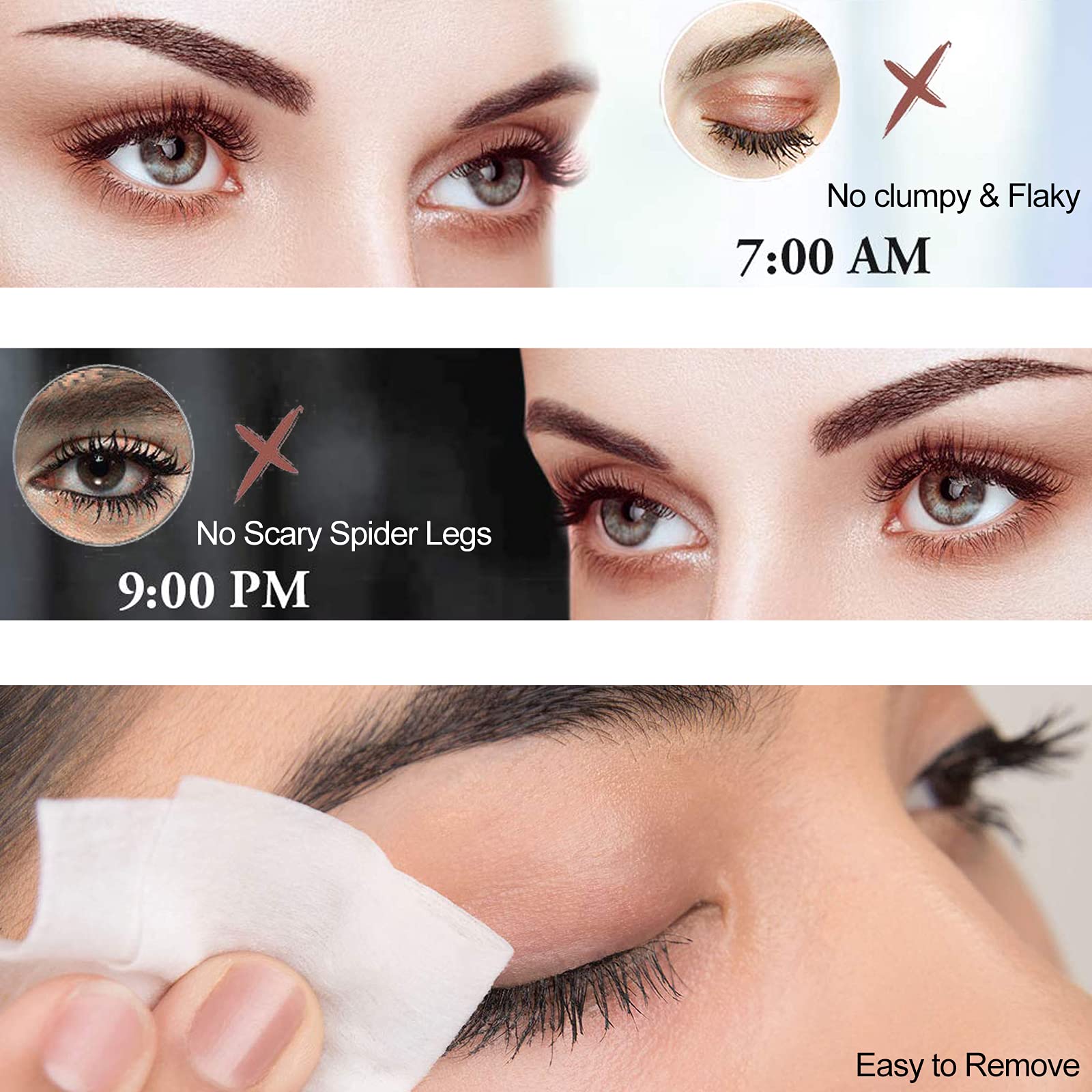 4d Silk Fiber Lash Mascara, Ksndurn Mascara - Waterproof Mascara - Sky High Mascara Black Volume and Length Lengthening No Clumping