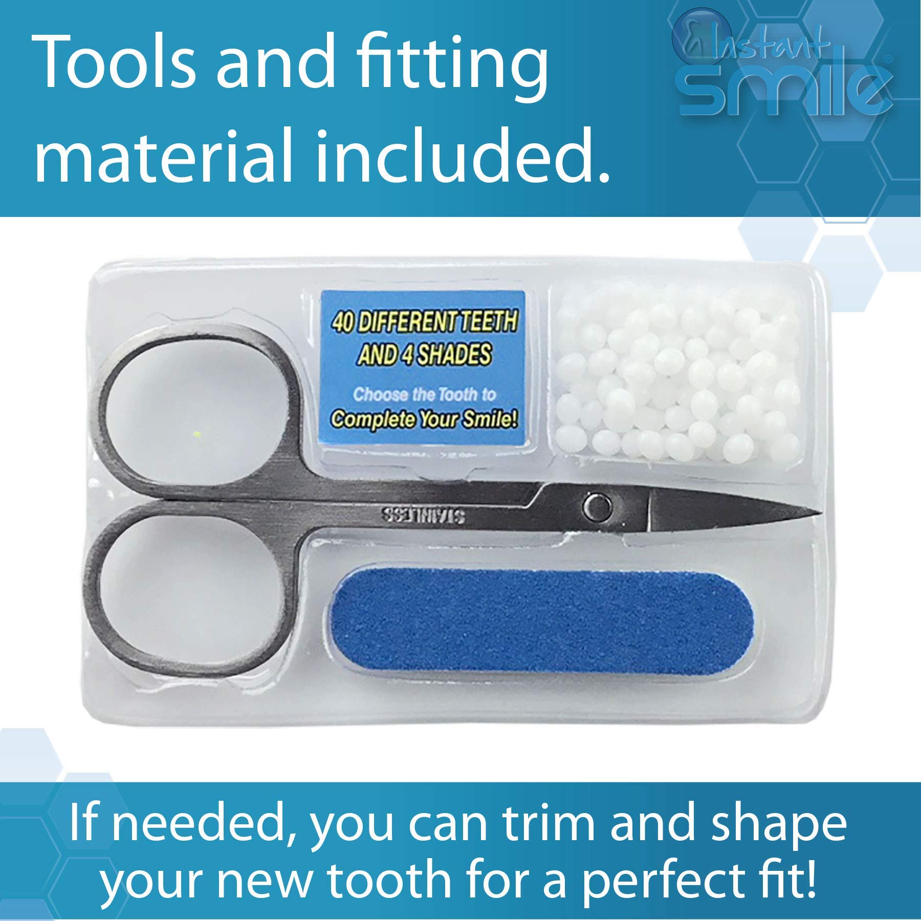 Instant Smile Complete Your Smile Tooth Replacement Kit with 3 Pack Fitting Beads