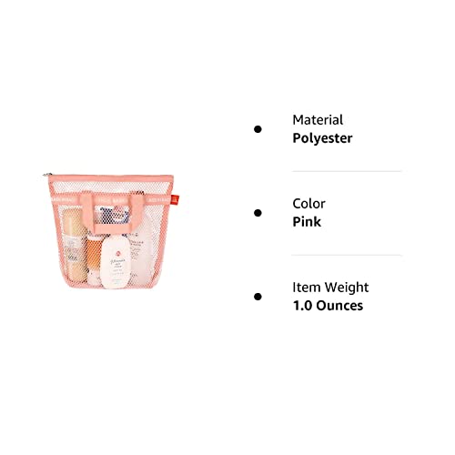 Mesh Travel Shower Caddy Tote Bag for Gym, Swim, Dorms, Bathrooms | 10"x10"x 2.5" | Pink