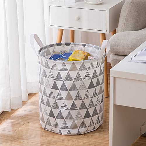 AOKID Round Laundry Hamper with Handles, Collapsible Laundry Basket Saving Space Clothes Storage Basket for Home Office Toy Organizer Grid