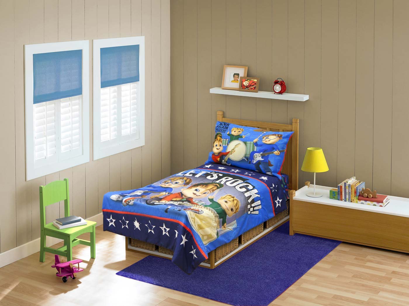 Alvinn & The Chipmunks Toddler Bedding Set, Blue/Navy