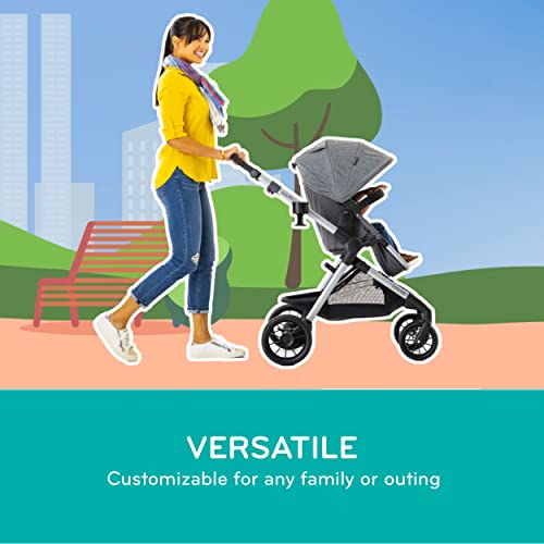 Evenflo Pivot Xpand Modular Stroller, Baby Stroller, 4 Modes, Durable Construction, Extra-Large Storage Basket, Compact Folding Design, 55-lb Capacity, Stallion Black-1 Count (Pack of 1)