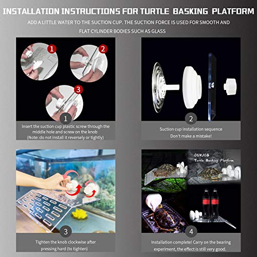 Turtle Basking Platform, Turtle Tank Platform Aquarium Animal Transparent Sink Wharf, Reptile Habitat, Climbing shelf Turtle Tank Dock Floating Decor with Sucker Cap