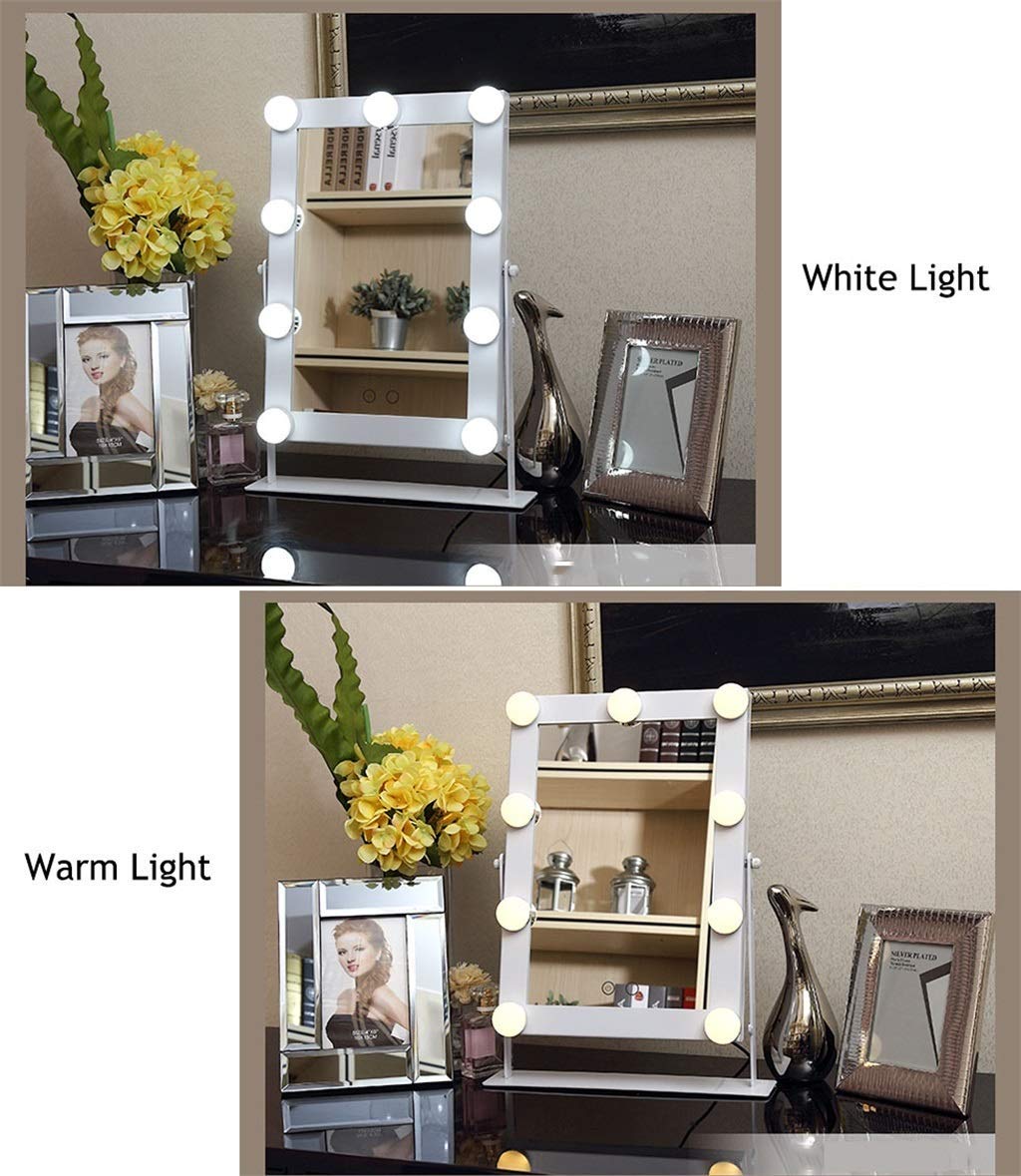 LIMEI-ZEN Vanity Mirror Cosmetic Dresser Lighting Kit with LED Bulbs Hollywood Style Makeup Mirror Dimmable Light Bulb White Wall Mirror Mirrors