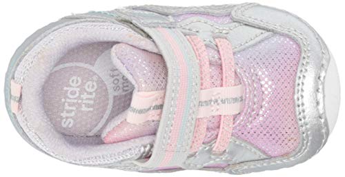 Stride Rite baby girls Soft Motion Kylo Sneaker, Silver/Multi, 6 Wide Infant US