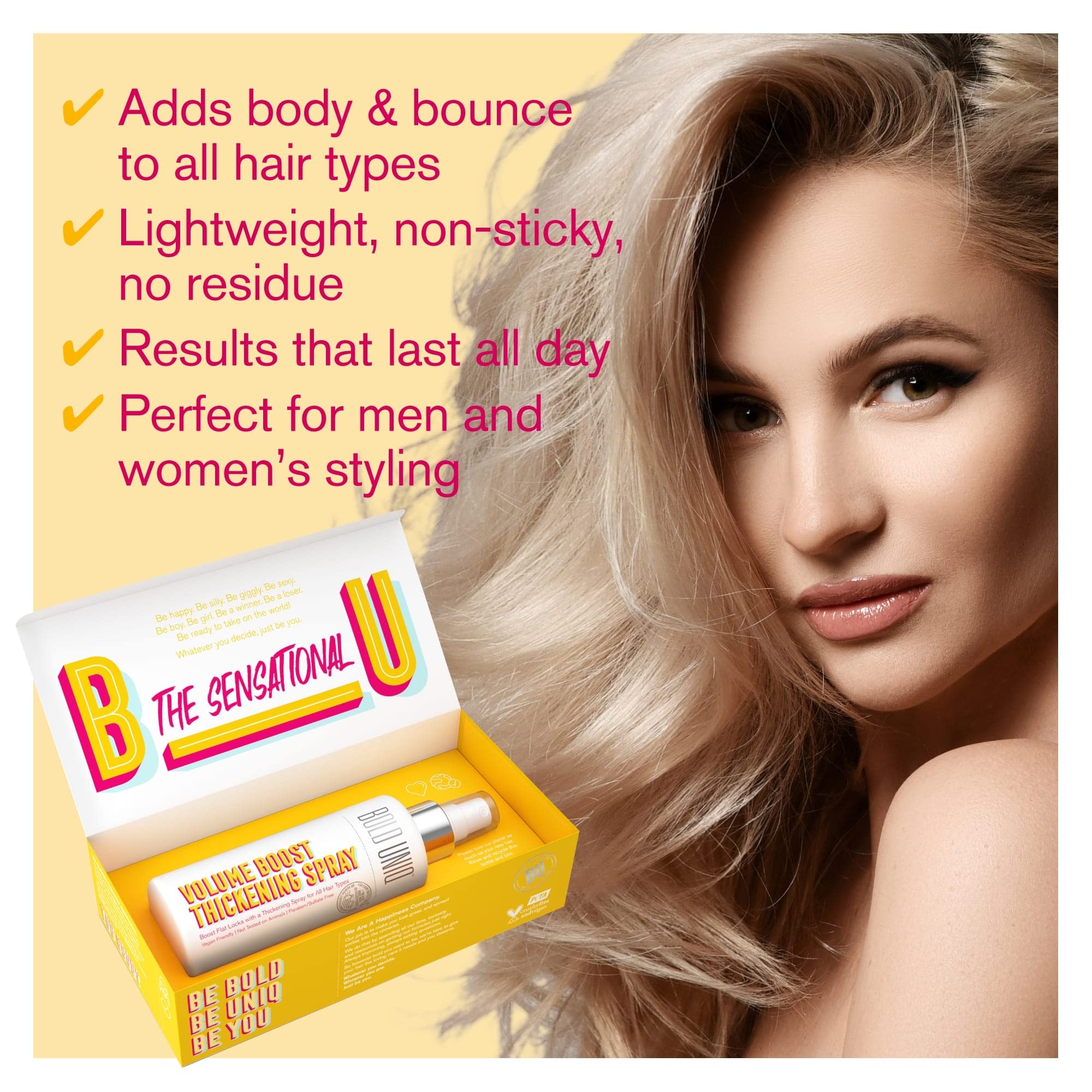 Volumizing Hair Thickening Texture Spray - Thicker Hair on 1st Use, For Fine, Flat & Thin Hair, Volume Products For Women & Men, Adds Texture & Body - Get Visibly Fuller Hair, Light Weight & Non Stick