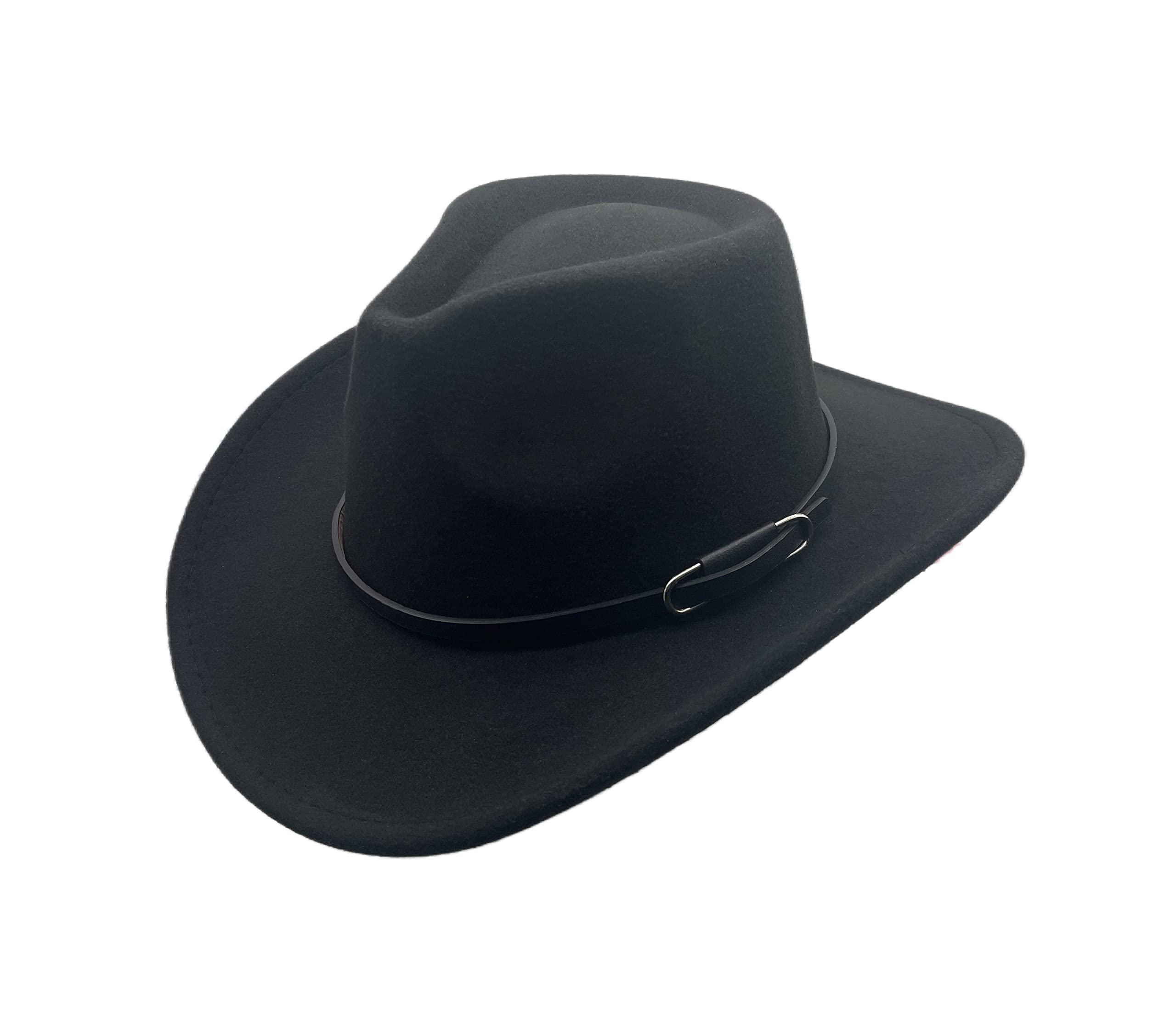 Willheoy Cowboy Hat for Men Women Western Cowgirl Hats Felt Fedora Hat Cowboy Costume Black
