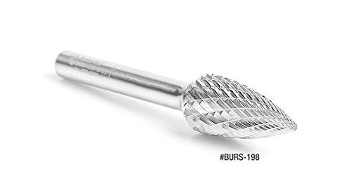 Amana Tool - BURS-190 Solid Carbide Pointed Tree Shape 1/8 Dia x 3/8 x 1/8 Shank Double Cu