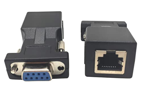 Qaoquda DB9 to RJ45 Female Adapter, 2 Pack, Black