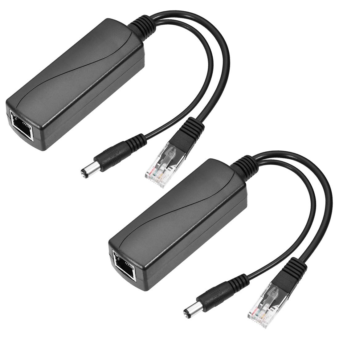 uxcell PoE Splitter Power over Ethernet Adapter 48V to 12V 2.2A for Surveillance Camera with 145mm Wire 2Pcs