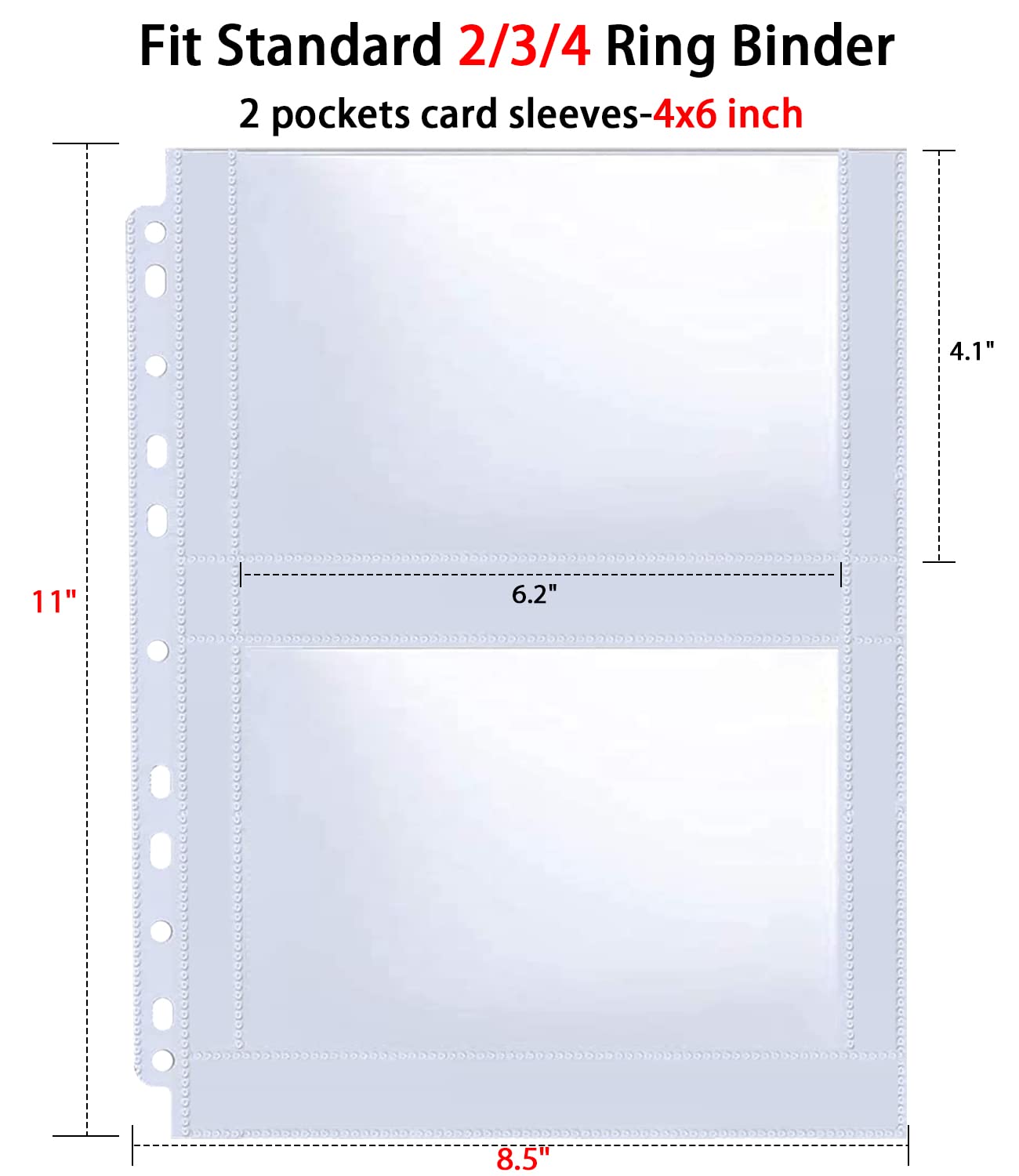 30 Pack 120 Pockets 4x6 Recipe Card Sleeves,3 Ring Binder Recipe Card Protector Pages,Double Sided 2 Pocket Refill Sheets for Recipe Book, 8.5x11 Inch Top Loading Clear Sleeve Sheets