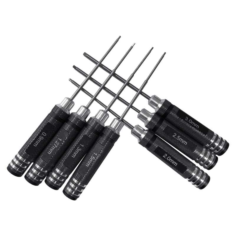 7pcs Hex Allen Screwdriver Kit 0.9mm 1.27mm 1.3mm 1.5mm 2.0mm 2.5mm 3.0mm Key Driver Repair Tools for Rc Model Car Helicopter Boat Spare Tool Parts (Silver Tips)