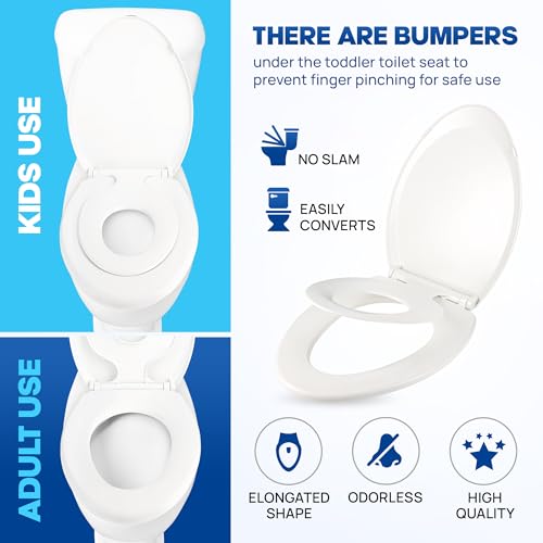 UMIEN Potty Training Toilet Seat 2 in 1 Toilet Seat For Toddlers & Adults – Kids Potty Training Easy To Install Elongated