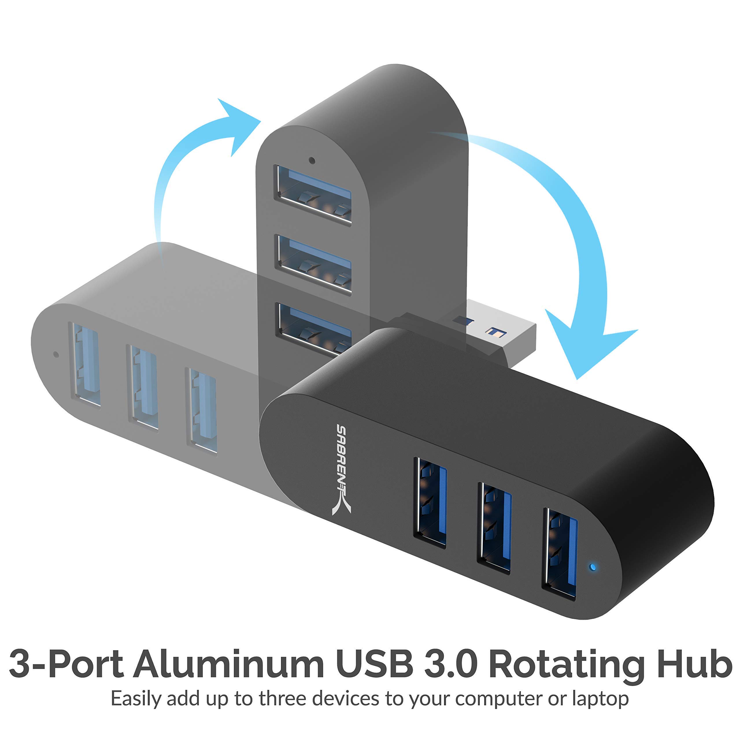 Sabrent Premium 3-Port Aluminum Mini USB 3.0 Hub + 4-Port USB 2.0 Hub