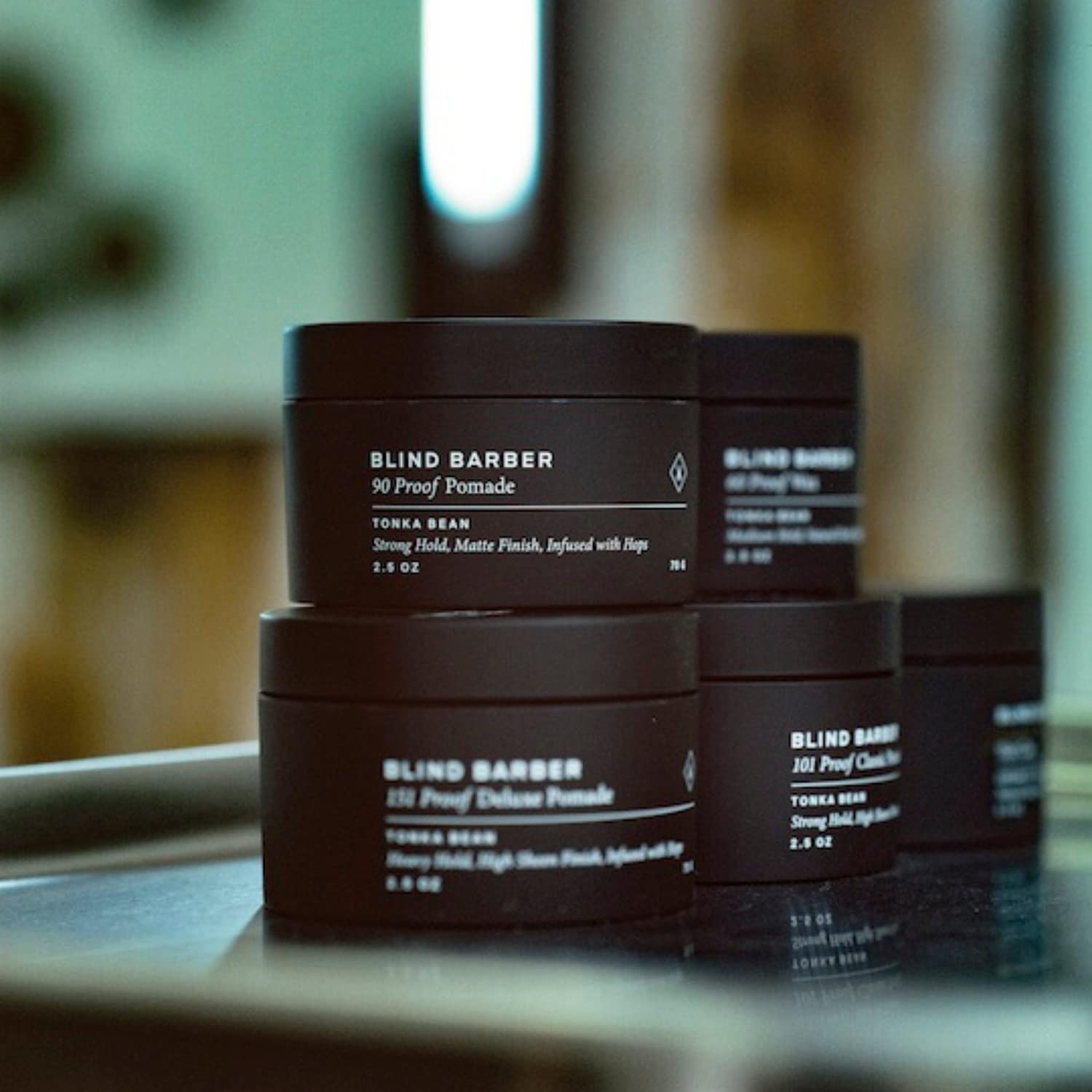 Blind Barber 90 Proof Hair Pomade for Men - Strong Hold, Natural Finish - Water-Based Pomade for Men with Hops & Tonka Bean - Free of Greasy Oils, Easy to Use Matte Pomade - (2.5 Oz)