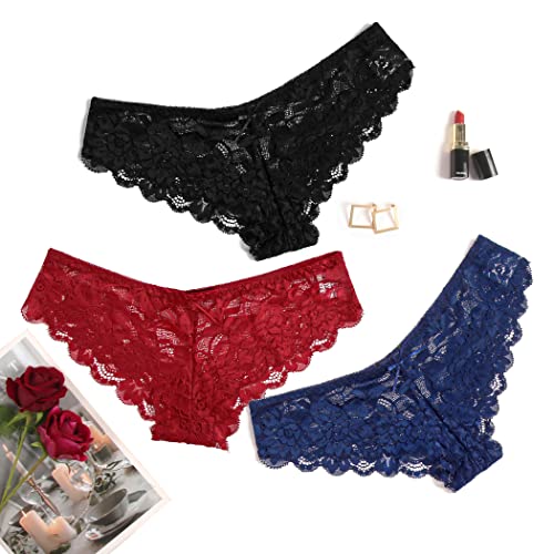 Avidlove Women Tangas Lingerie 4 Pack Lace Hipster Panties Sexy Bikini Underwear Multicolor 3 M