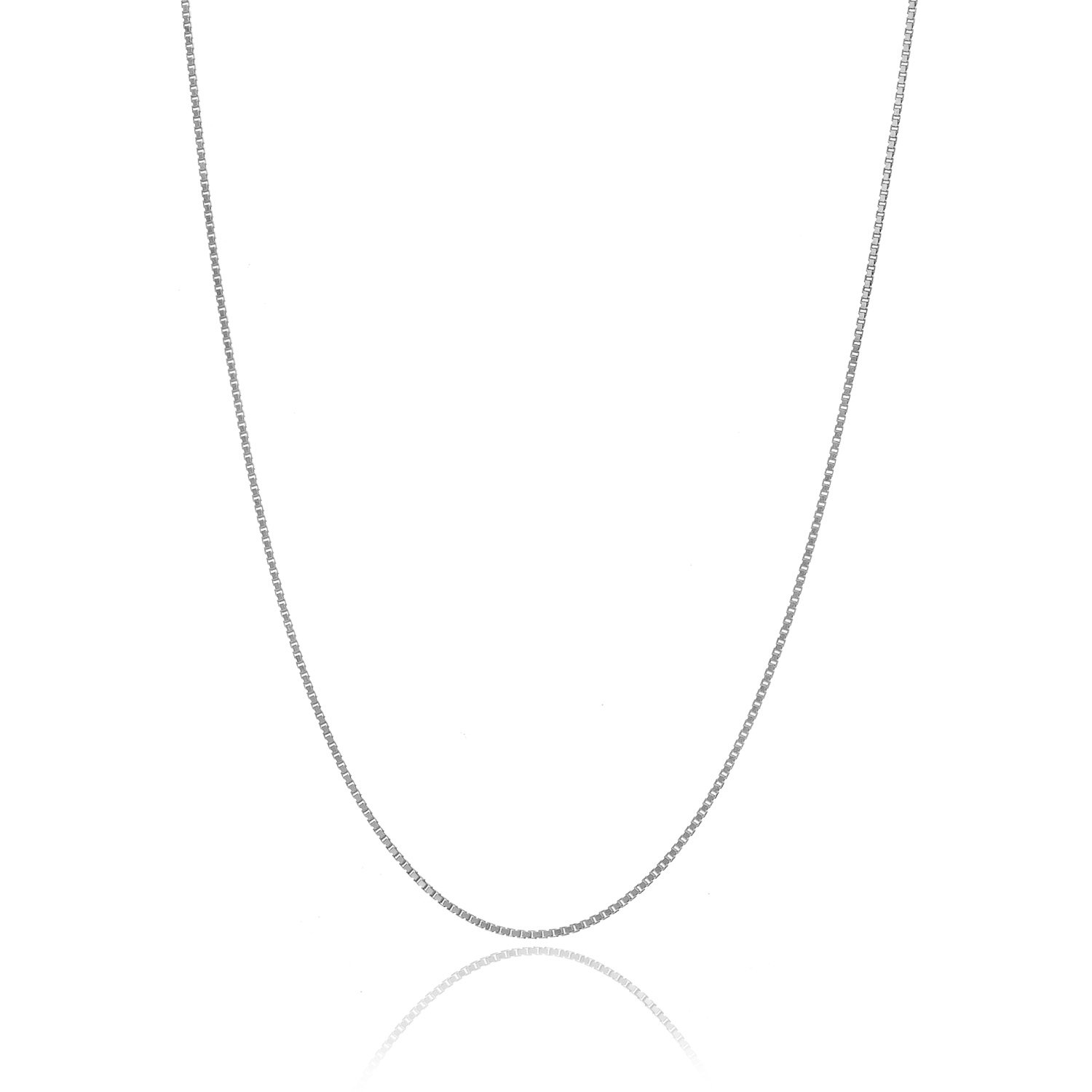 Bling For Your Buck Sterling Silver Chain Necklace for Women and Men | Thin Italian Box Chain 0.7mm 925 Silver Necklace Chain | Choose Length 14 inch - 40 inch | 22 inch Size