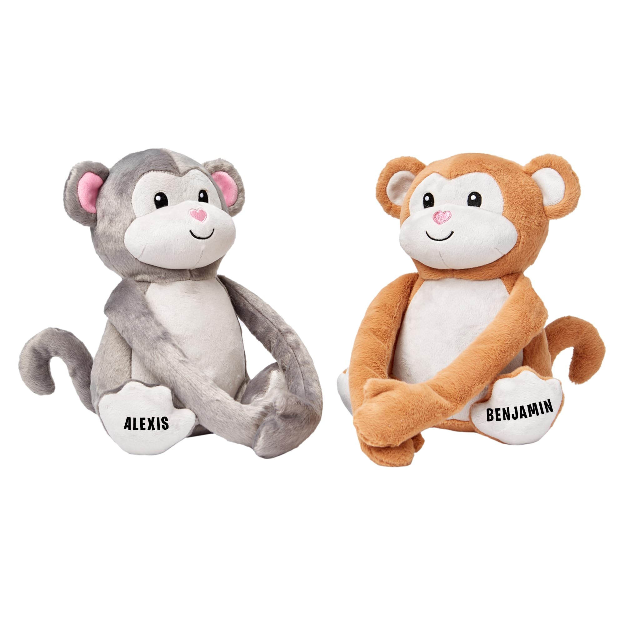 Let's Make Memories Personalized Hugging Plush Monkeys - Monkey Business - Monkey Stuffed Animal - for Couples - for Him - for Her
