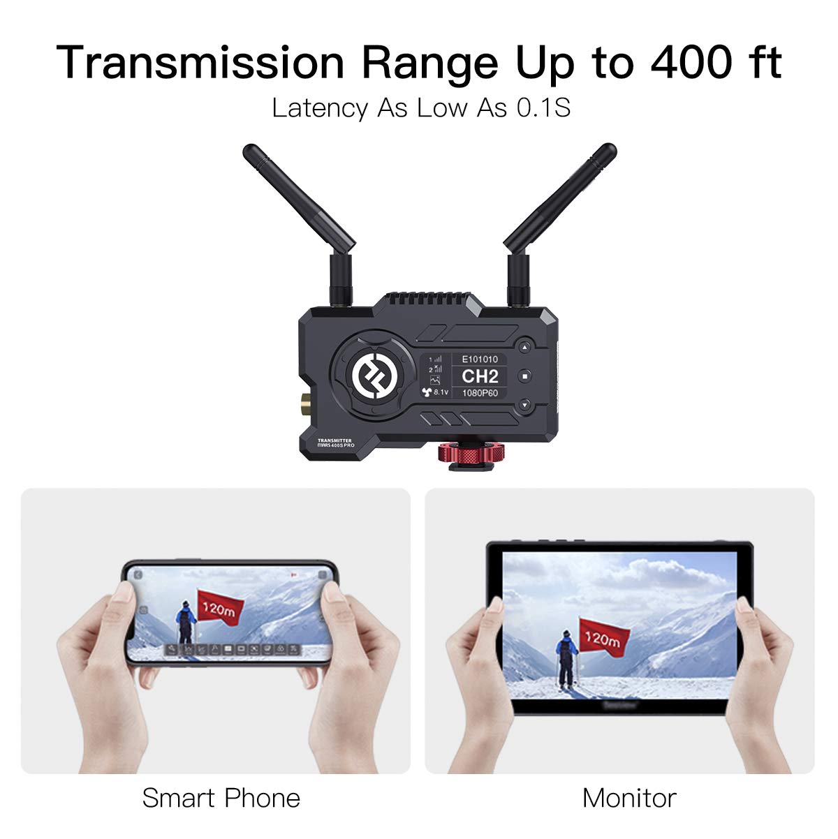 Hollyland Mars 400S PRO [Official] Wireless Single Receiver, Support SDI & HDMI Output at The Same Time, Compatible with Hollyland Mars M1 Wireless Video Monitor (Single Receiver)