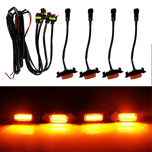 4Pcs LED Grille Light Kit Compatible for 2016-2021 Toyota Tacoma SR5 Crew Cab Pickup 4-Door (Amber)