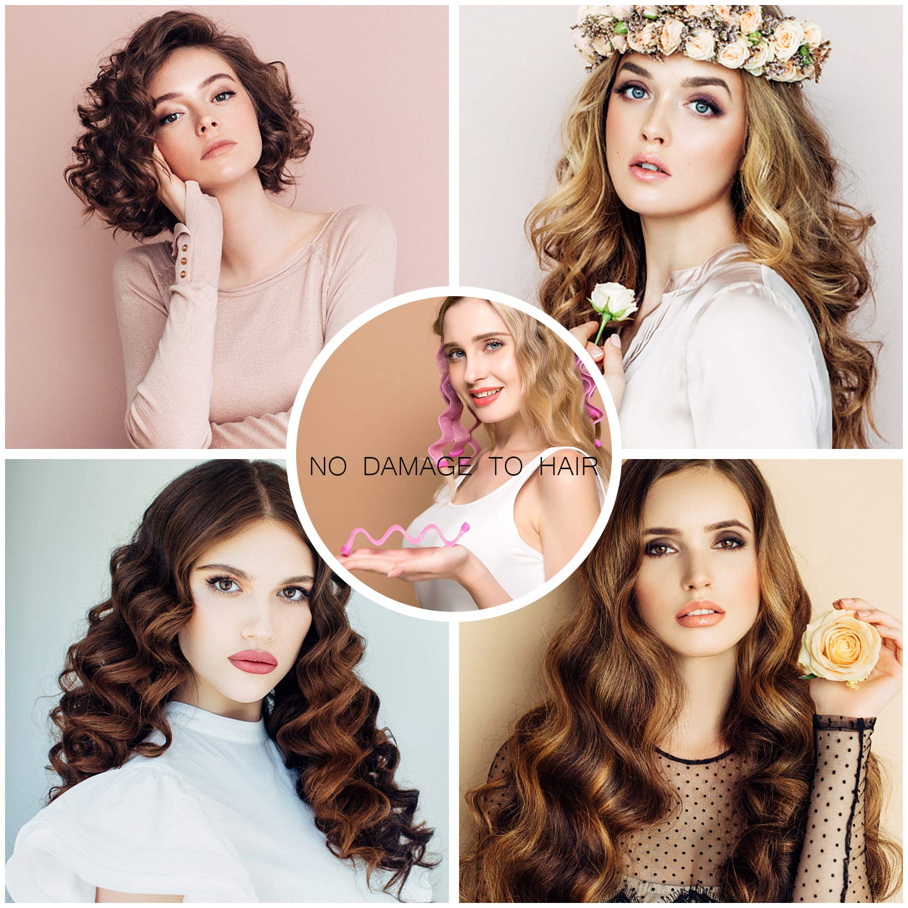 36 Pcs Magic Hair Roller Curlers Heatless Styling Kit with 2 Pcs Hair Hooks for Women Girls (9.8inches)