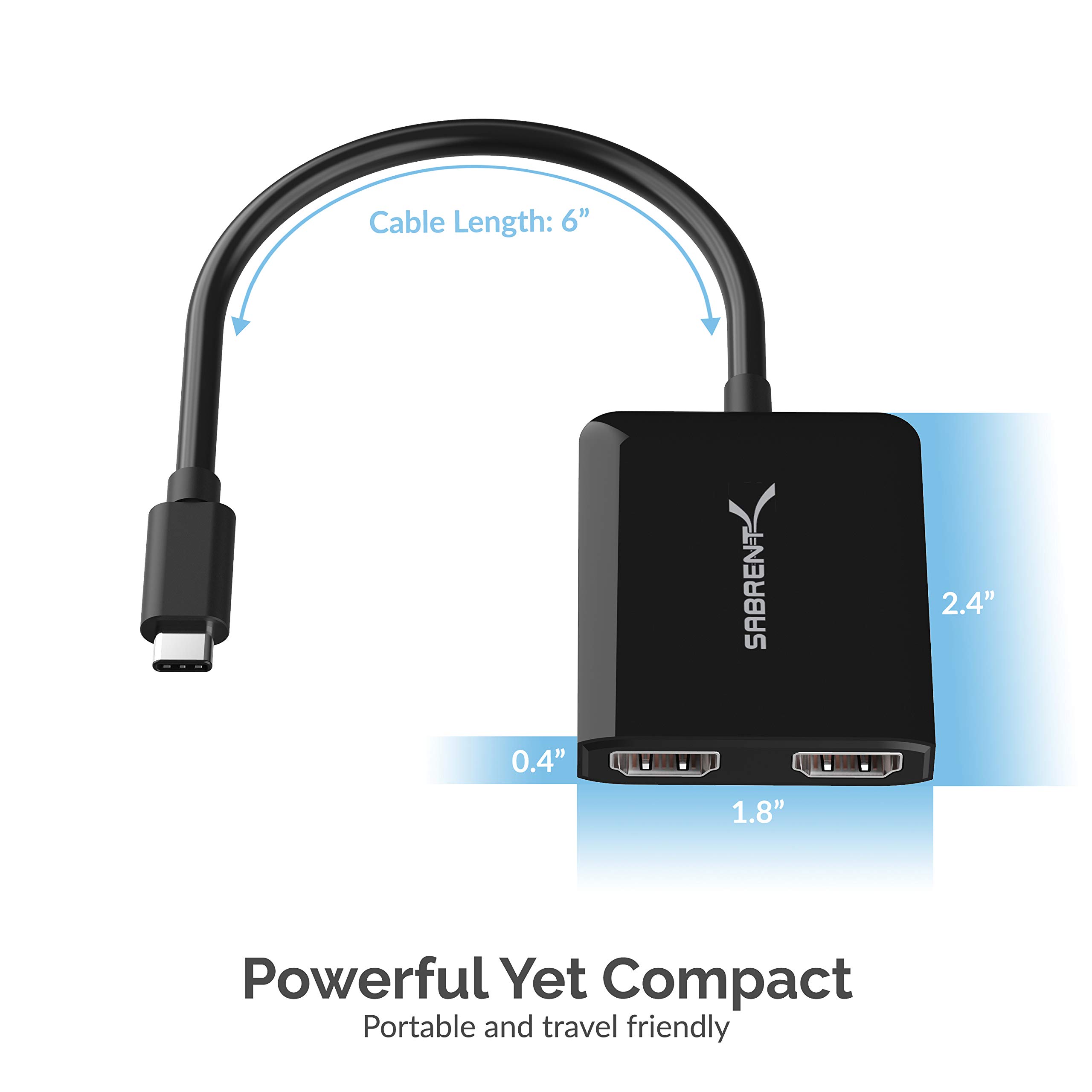 SABRENT USB Type C Dual HDMI Adapter [Supports Up to Two 4K 30Hz Monitors, Compatible with Windows Systems Only] (DA-UCDH)