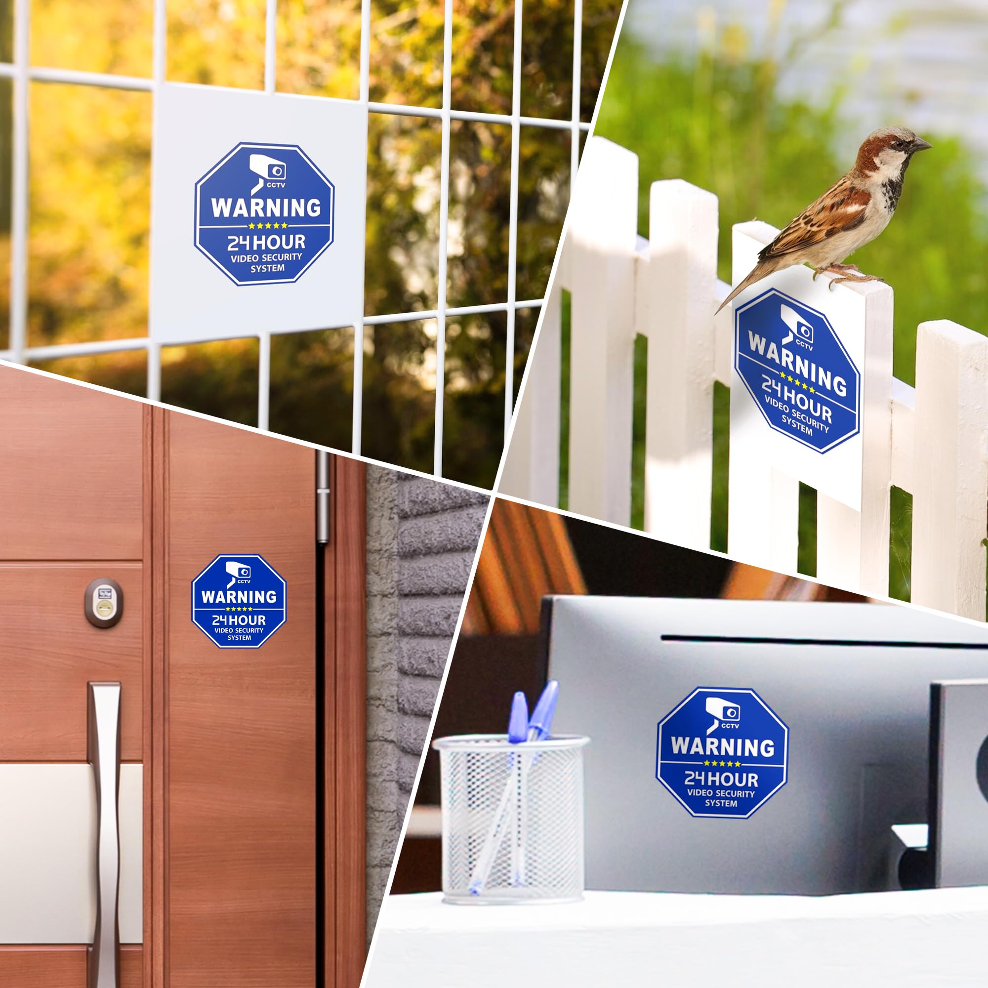 CCTV Outdoor Video Camera Security Stickers - 6Pcs CCTV Camera Video Security Camera in Use Sign Outdoor Video Surveillance Vinyl Sticker -24 Hours Warning Video Surveillance Window Security Signs