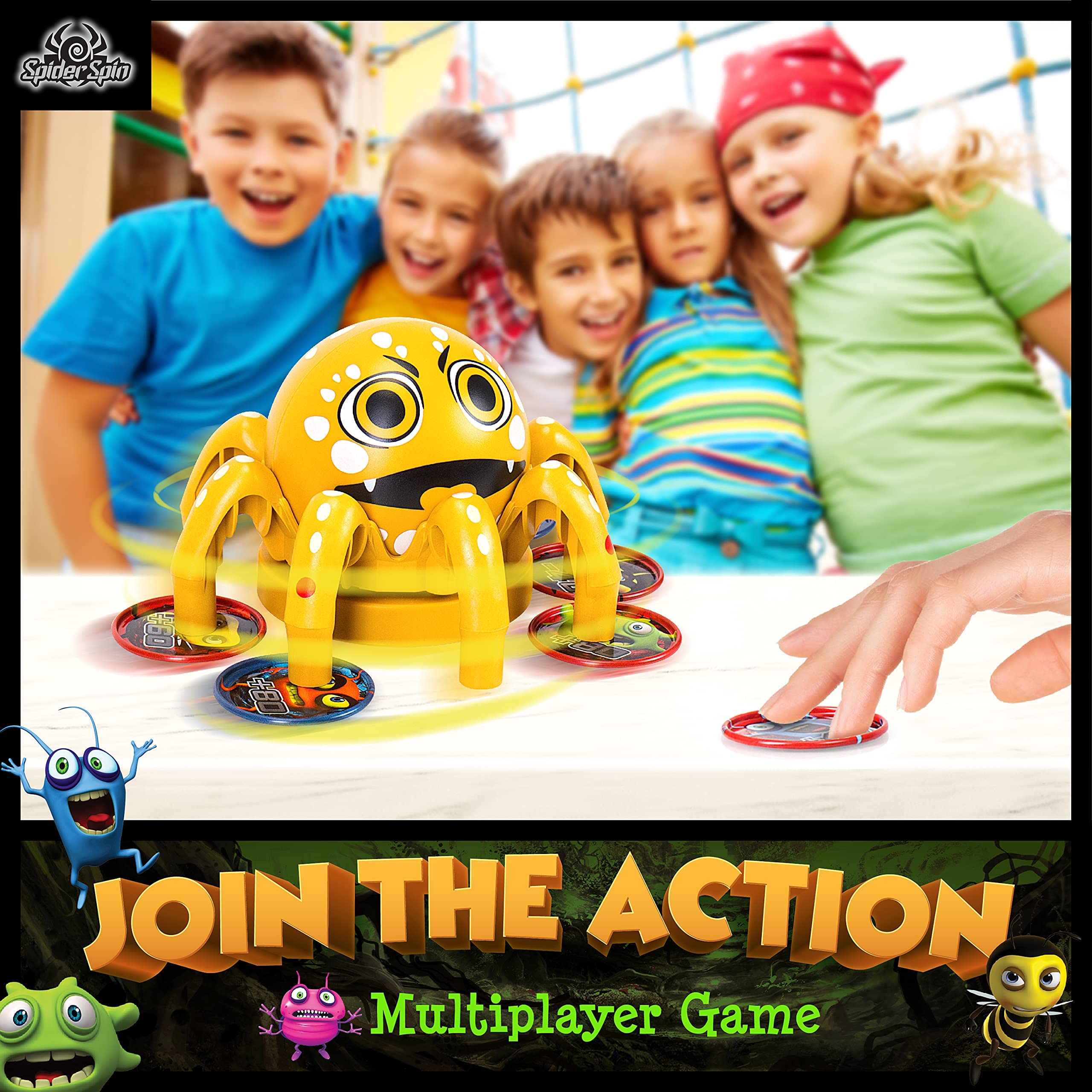 Catchup Toys Spider Spin Game Toy: Kids Magnetic Spin Catch Spider Grabs 10 Added Discs, Choose Cute Evil Design, Multi-Play Levels, STEM, Boys Ages 7+