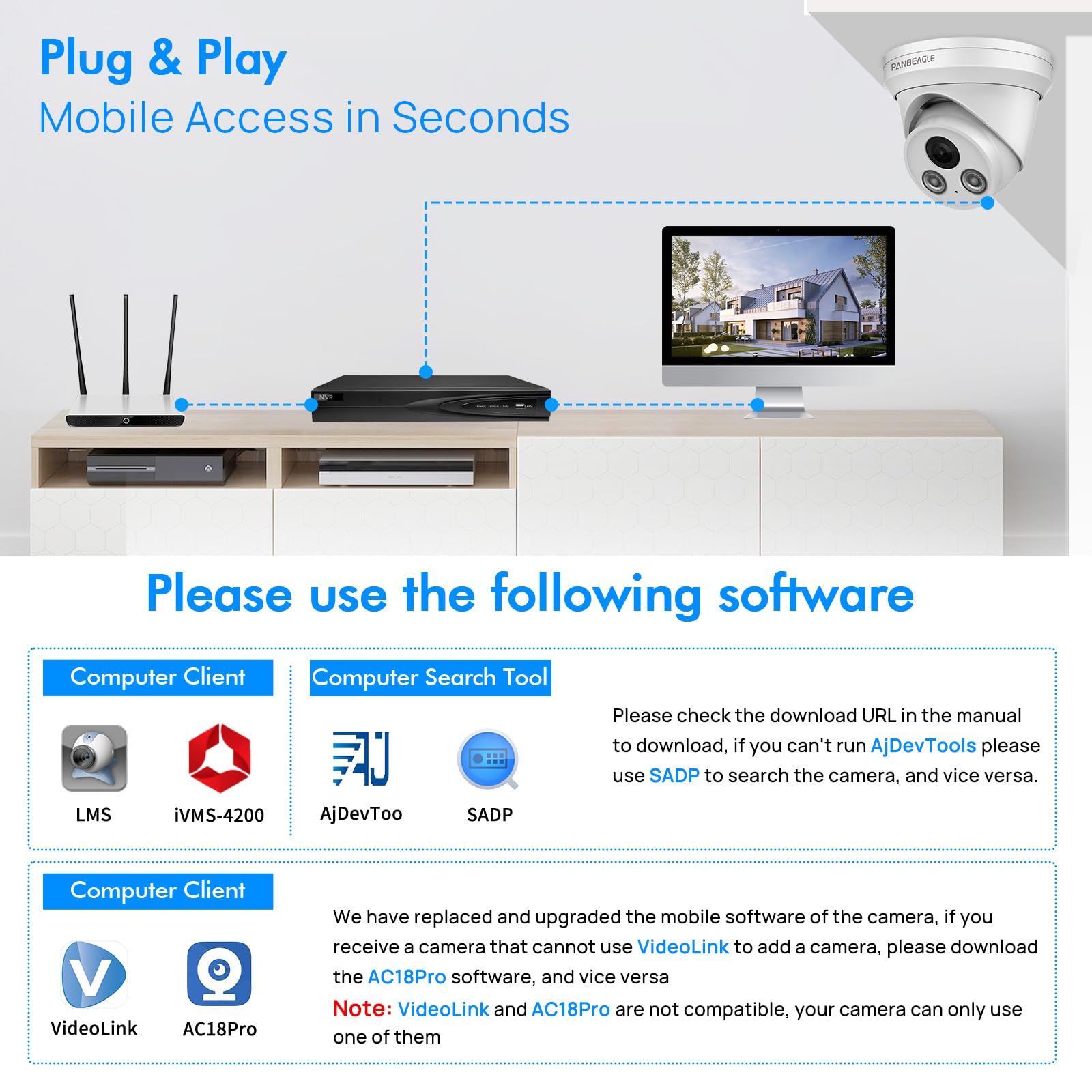 PANOEAGLE 5MP PoE IP Full Color Camera with Human&Vehicle Detection, 2.8mm Fixed Lens, 98ft Color Night Vision F1.0,24 Hours Full Time Color,Build-in Mic, WDR,IP67 Outdoor, 5MP@30fps