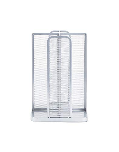 Mind Reader Carousel Cup and Lid Organizer, 4 Compartment, Silver Metal Mesh, 8" L x 8" W x 12" H